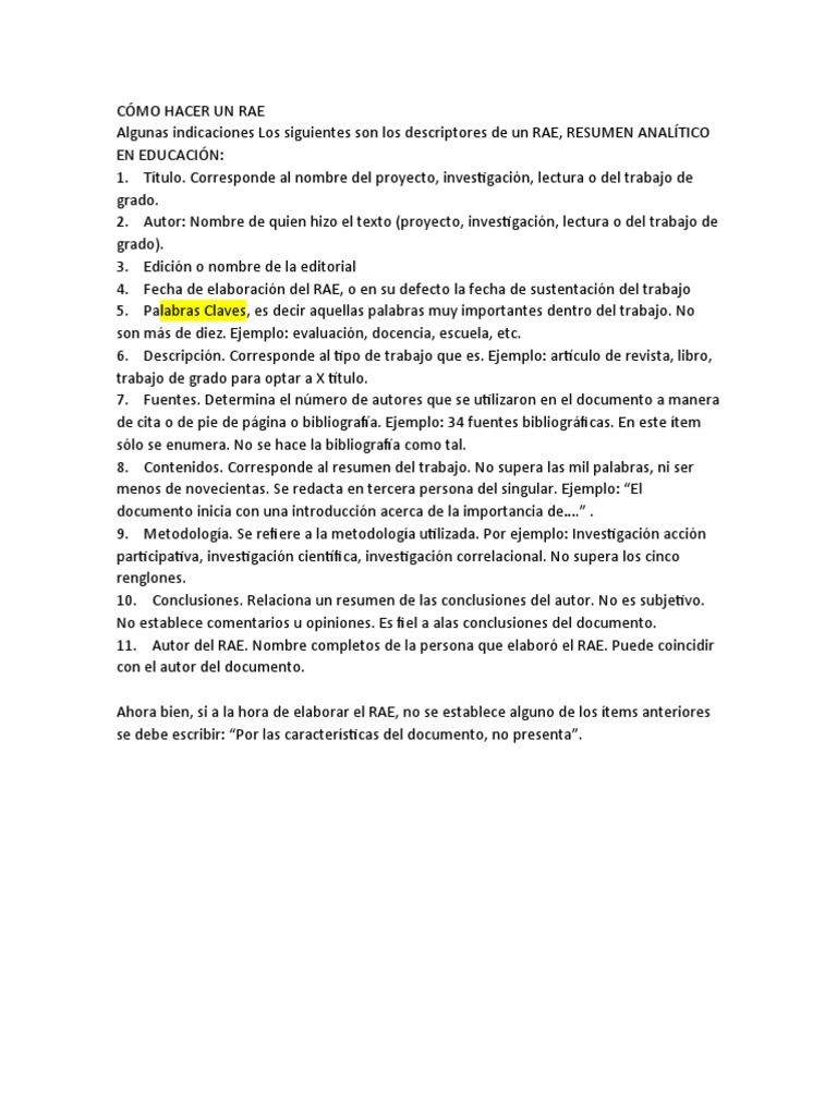 Guía para elaborar un RAE | PDF