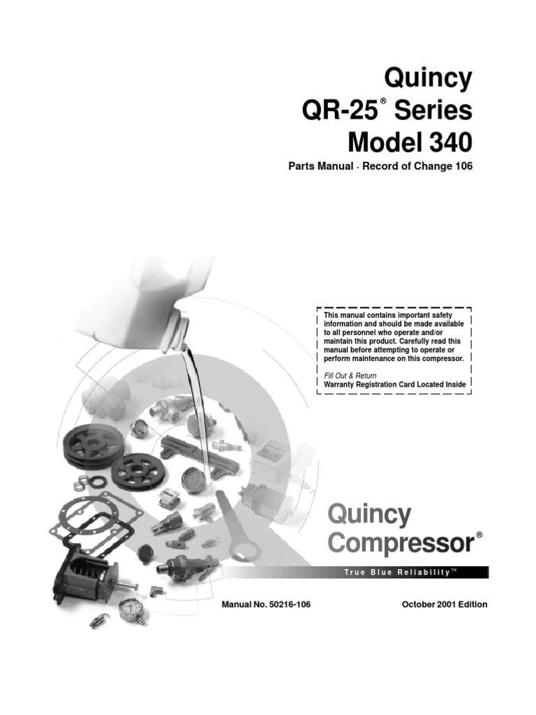 Quincy QR-25 Series Model 340: Parts Manual Record of Change 106 | PDF ...