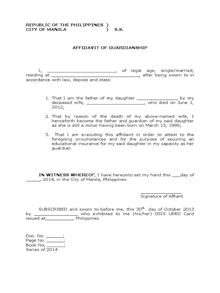 Affidavit of Guardianship | PDF