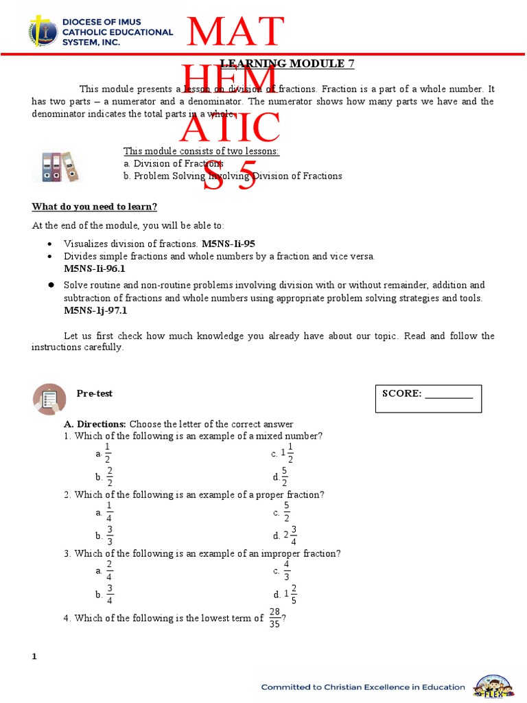 Learning Module 7: What Do You Need To Learn? | PDF | Fraction ...