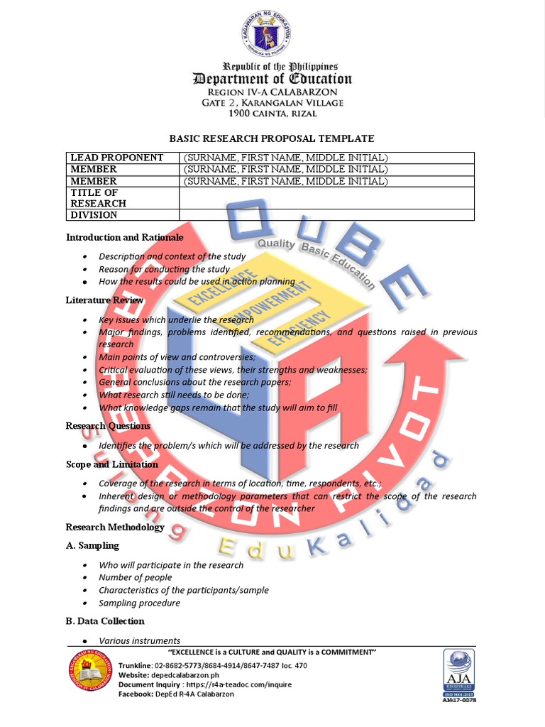 Basic Research Proposal Template Lead Proponent Member Member Title of ...