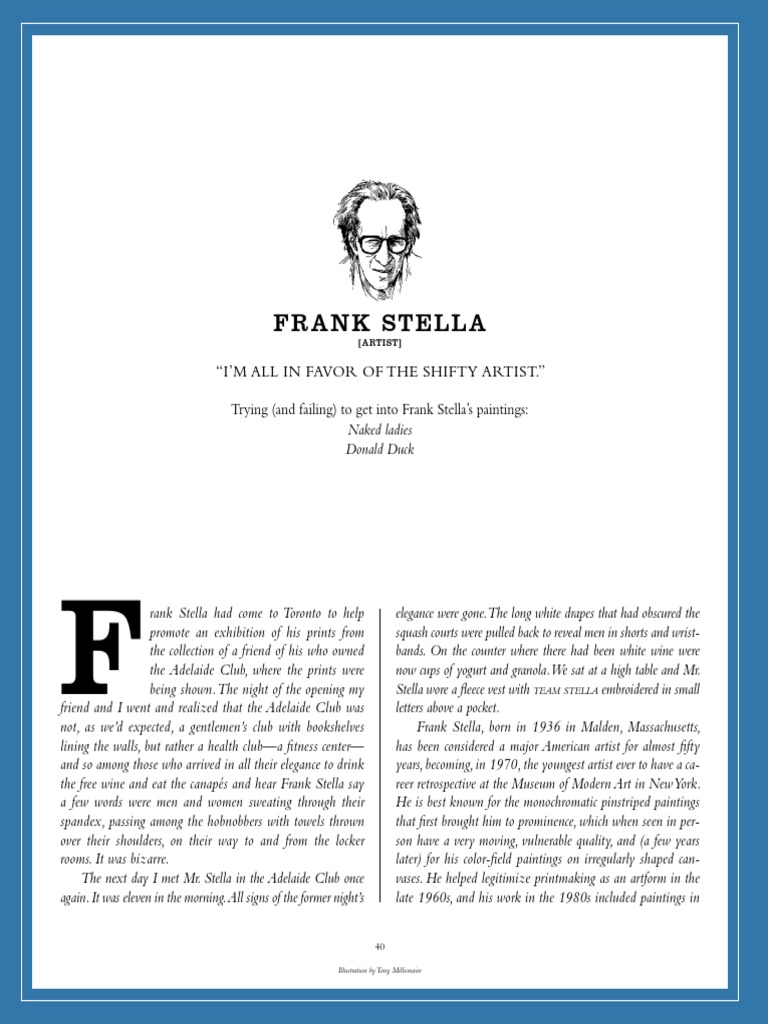 Frank Stella: "I'M All in Favor of The Shifty Artist." | PDF | Paintings | Gambling