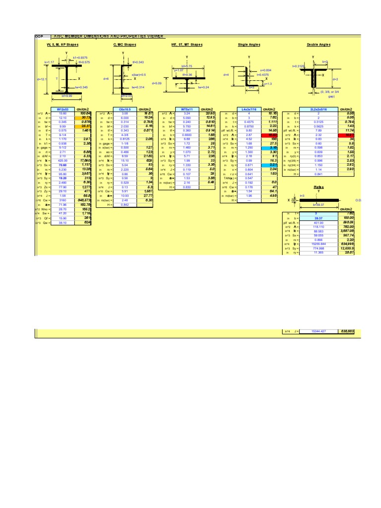 Aisc Member Dimensions and Properties Viewer | PDF | Mechanics | Space
