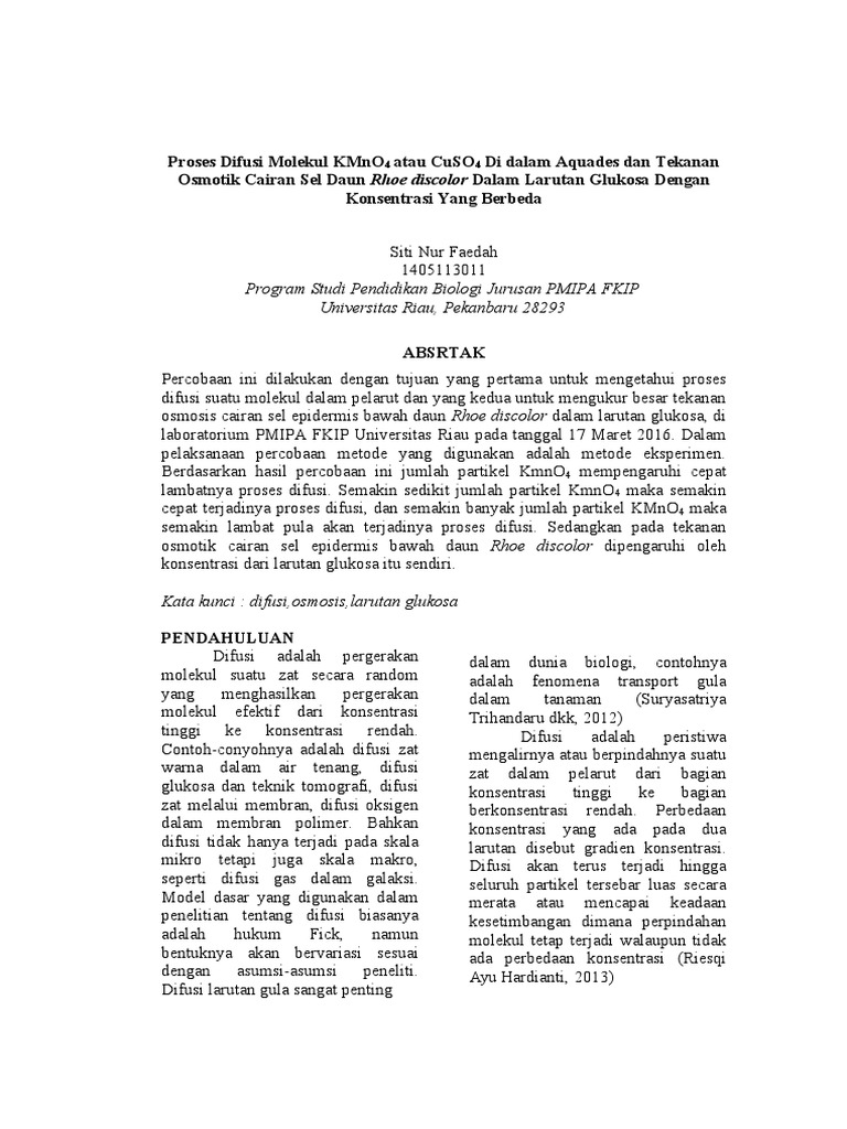 PDF Jurnal Difusi Amp Osmosis 1 | PDF | Kajian Bahasa Asing | Kesehatan ...