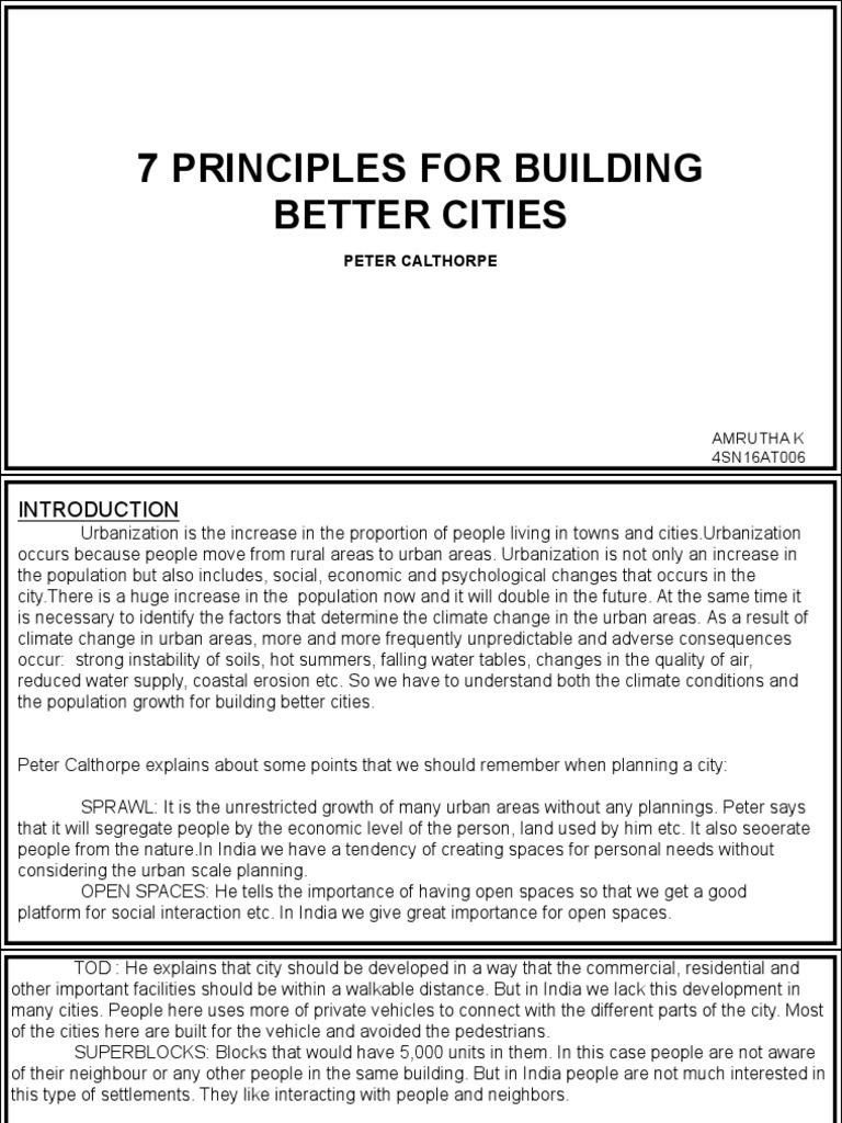 7 Principles For Building Better Cities | Download Free PDF ...