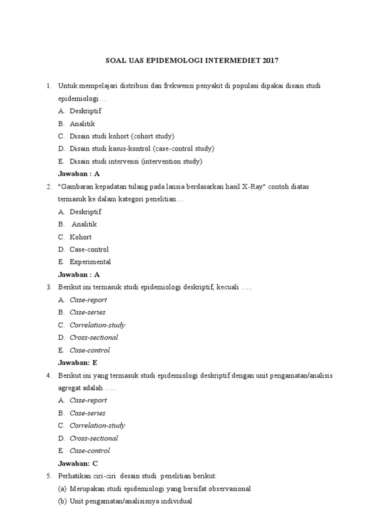 Soal UAS Epid Inter Compile | PDF