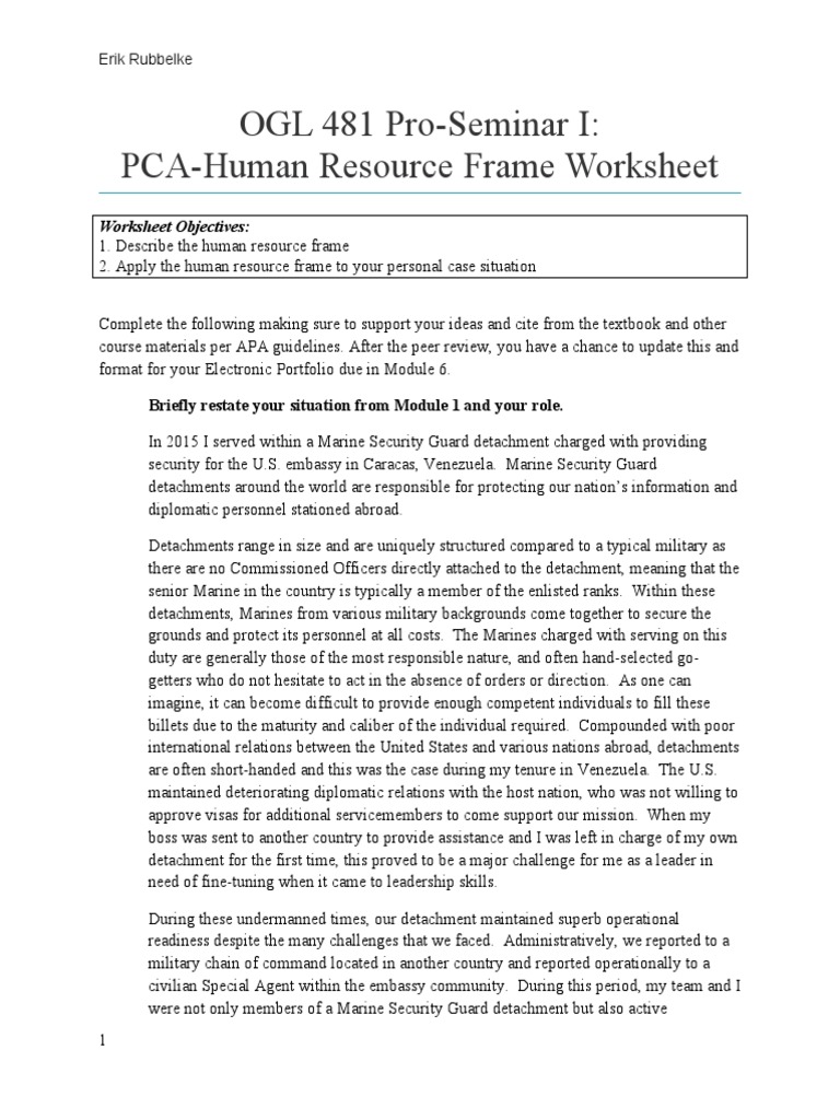 Human Resources Frame Worksheet - Updated | PDF | United States Marine ...