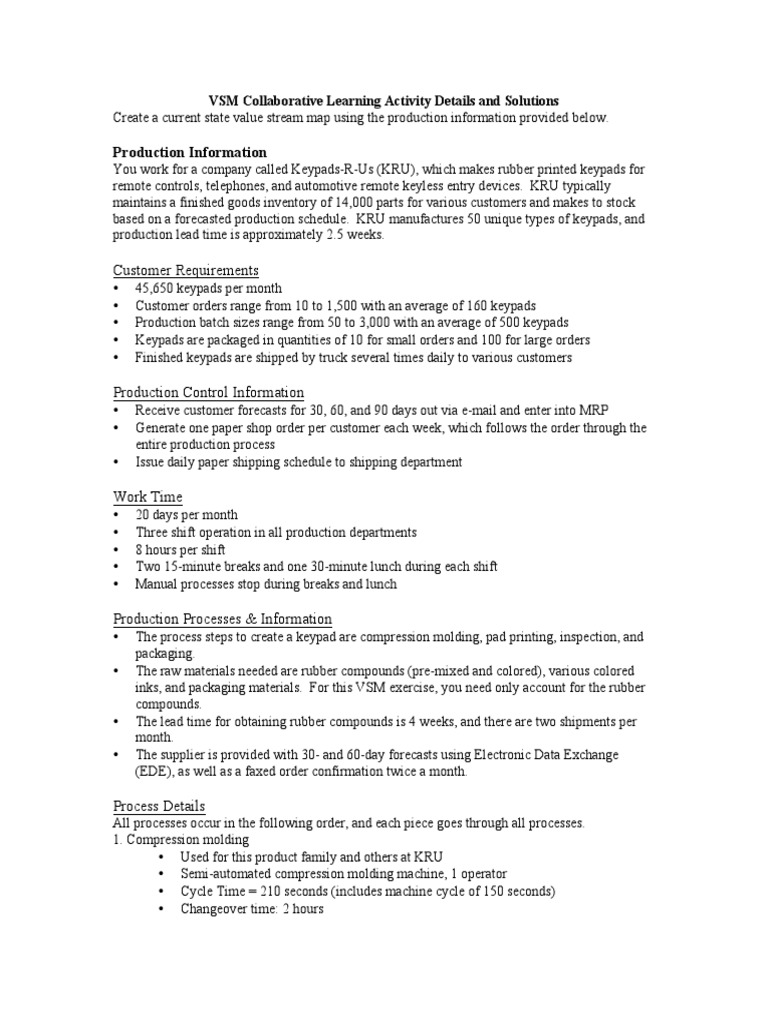 VSM Sample Problem | PDF | Business Process | Business