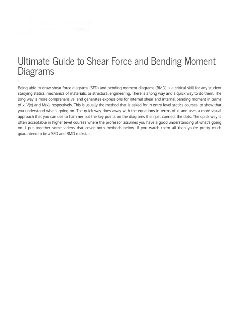 Ultimate Guide To Shear Force and Bending Moment Diagrams - Engineer4Free - The #1 Source For ...
