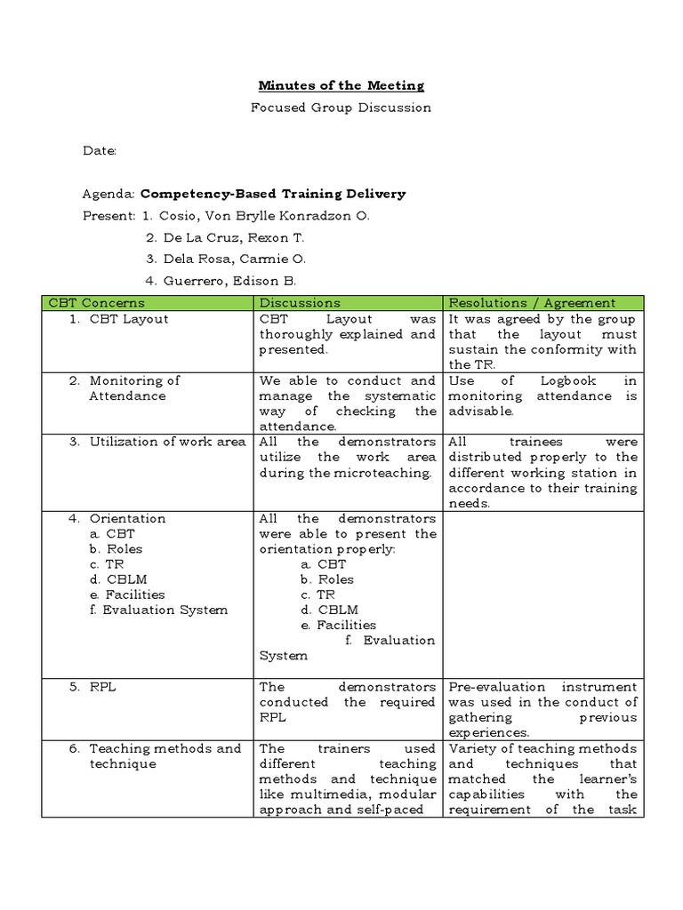 CBT Layout and Training Minutes | PDF | Educational Technology ...