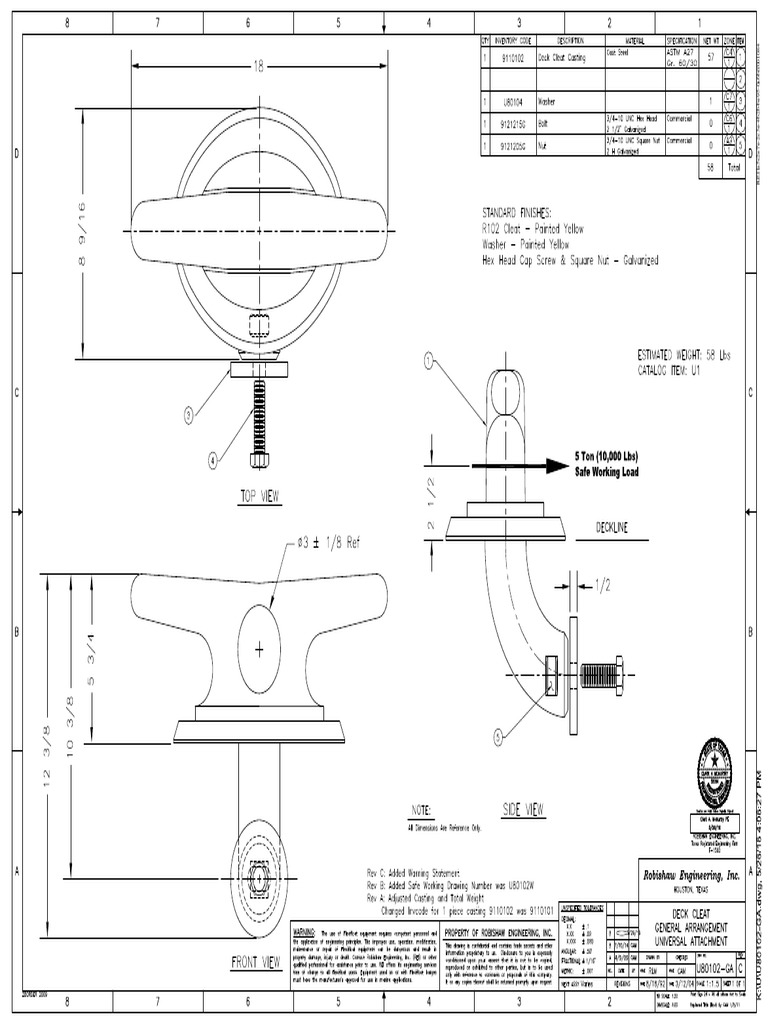 Deck Cleat Working Drawing | PDF