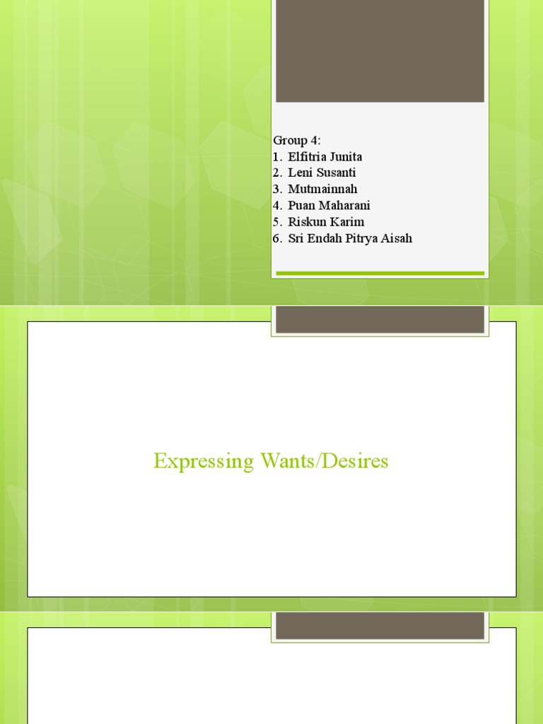 Expressing Wants (Group 4) | PDF | Hope | Cognitive Science