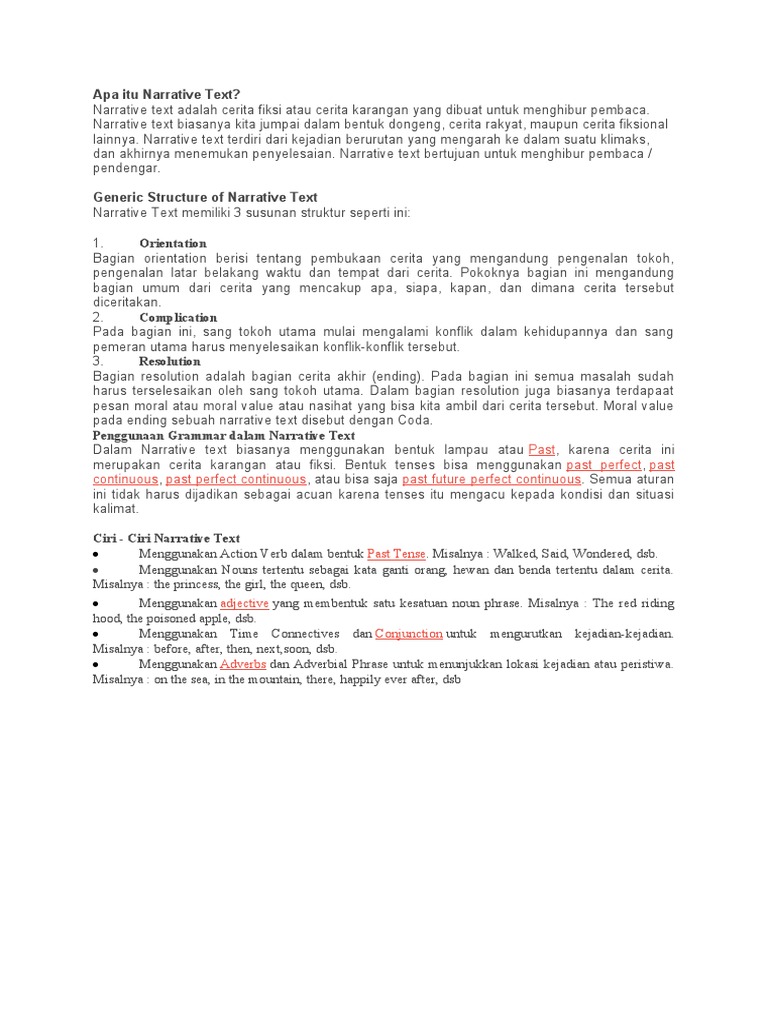 Apa Itu Narrative Text | PDF
