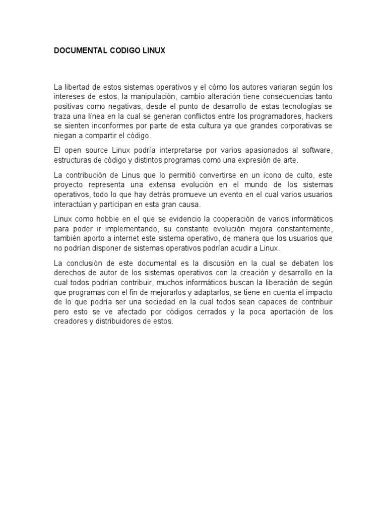 Documental Codigo Linux | PDF | Ñu | Software libre