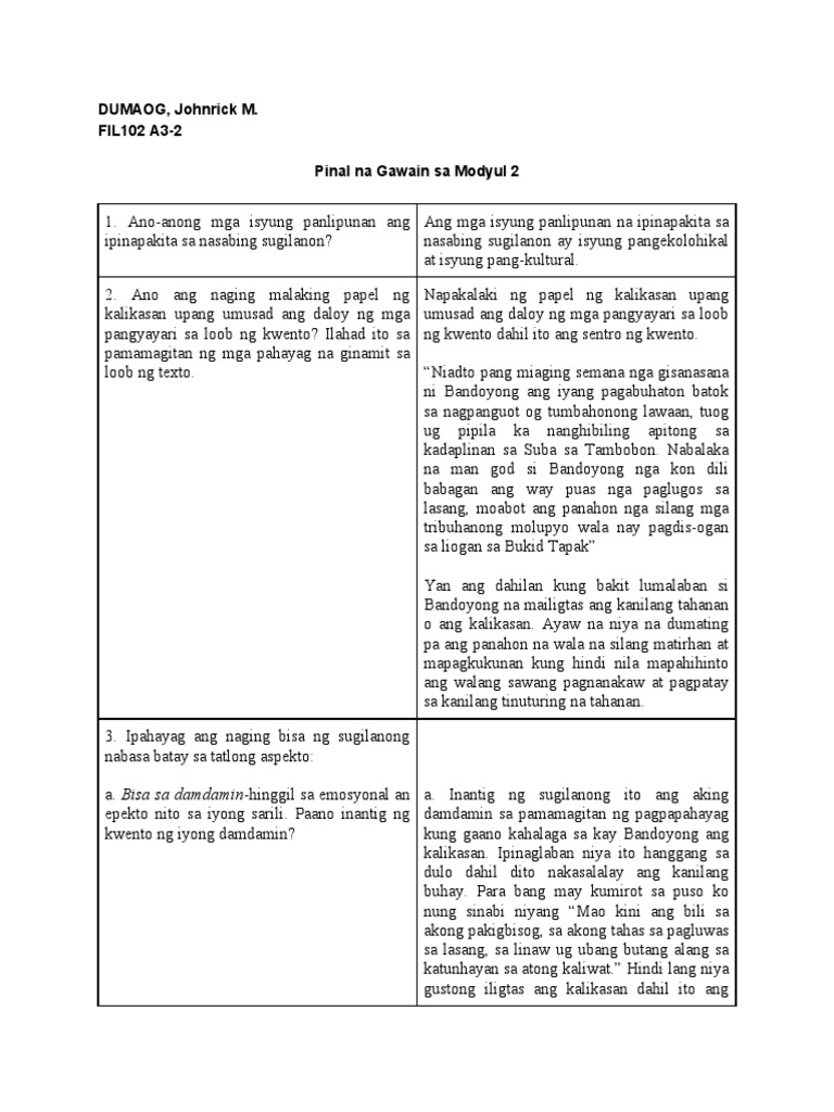 Pinal Na Gawain Sa Modyul 2 (DUMAOG) | PDF