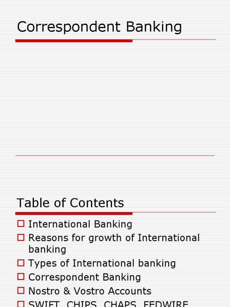 Understanding Correspondent Banking | PDF | Clearing (Finance ...