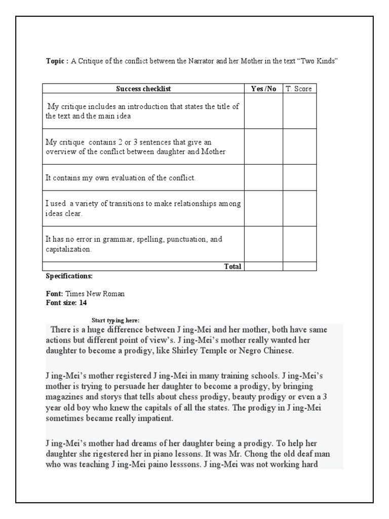 Sample Critique Writing | PDF