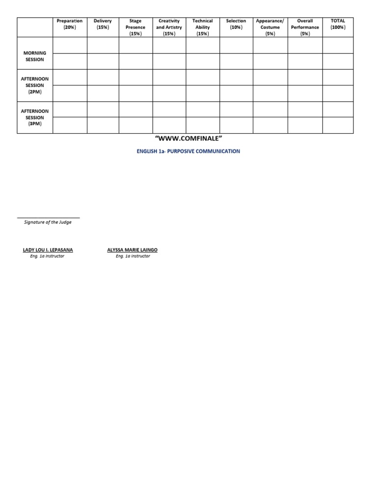 Rubrics Table - Variety Show | PDF
