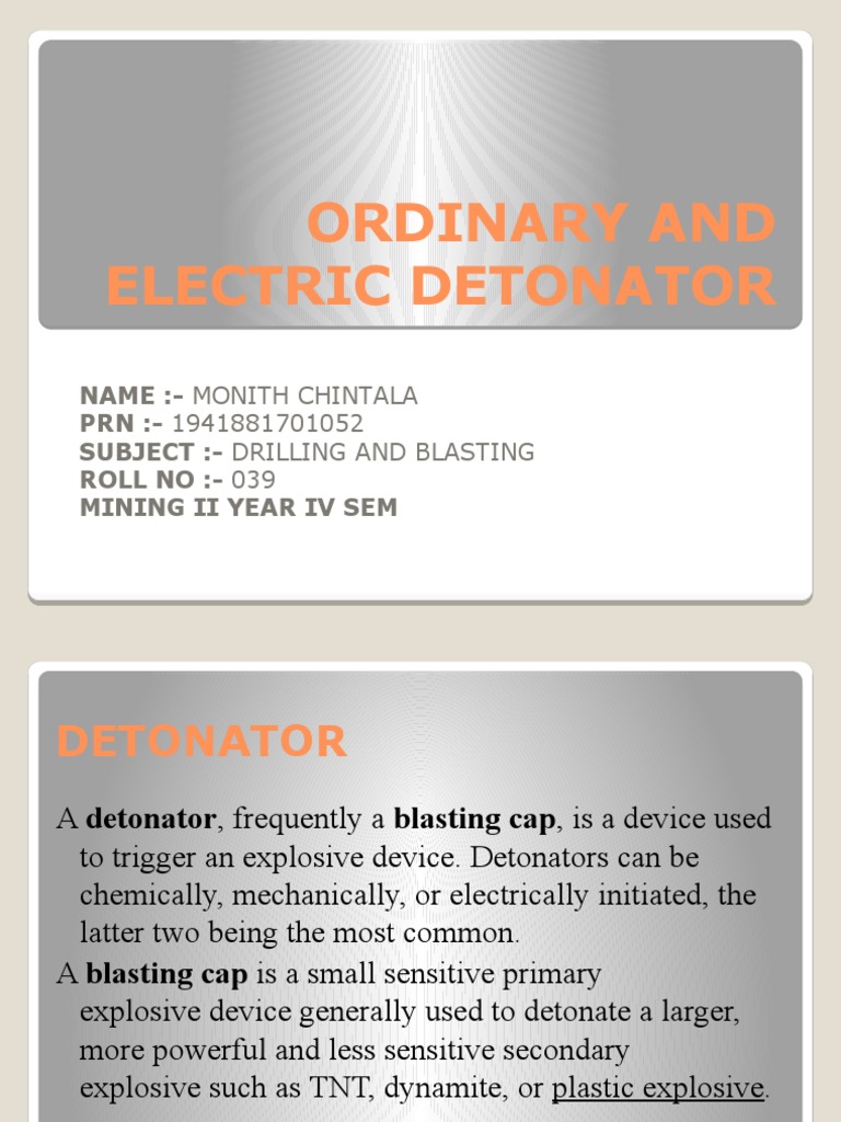 Ordinary and Electric Detonator | PDF | Hazards | Materials