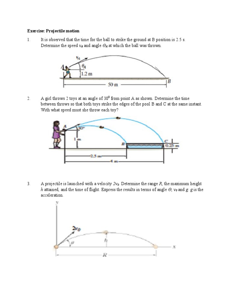 Exercise: Projectile Motion: H Attained, and The Time of Flight. Express The Results in Terms of ...