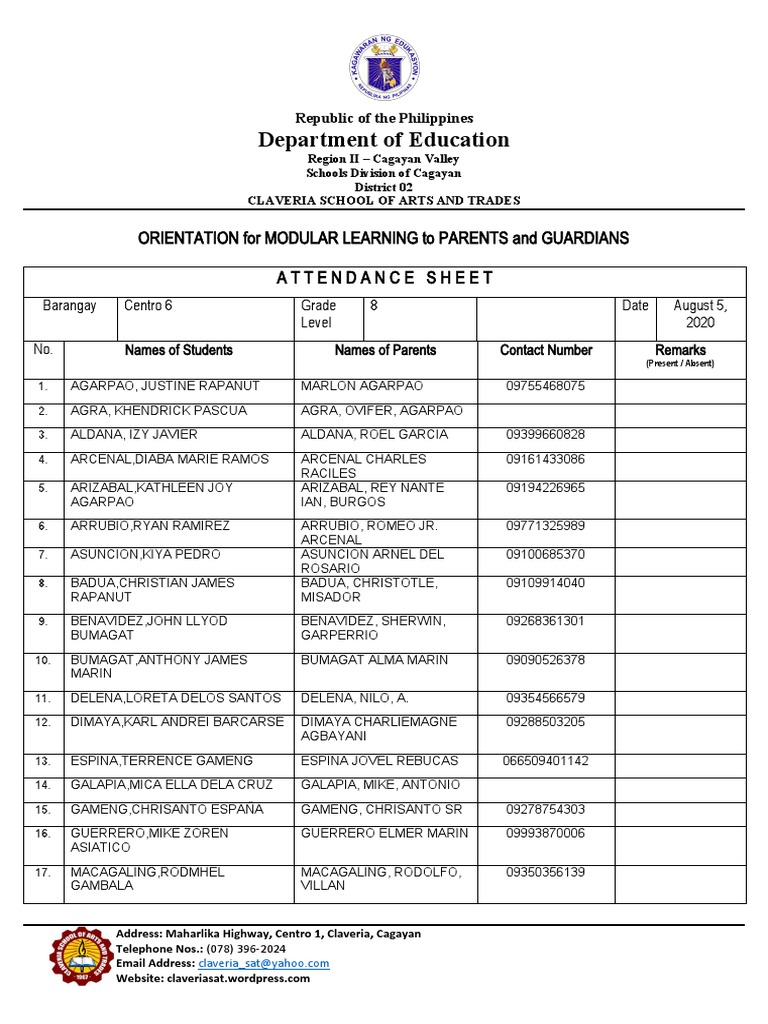 Department of Education: Orientation For Modular Learning To Parents ...