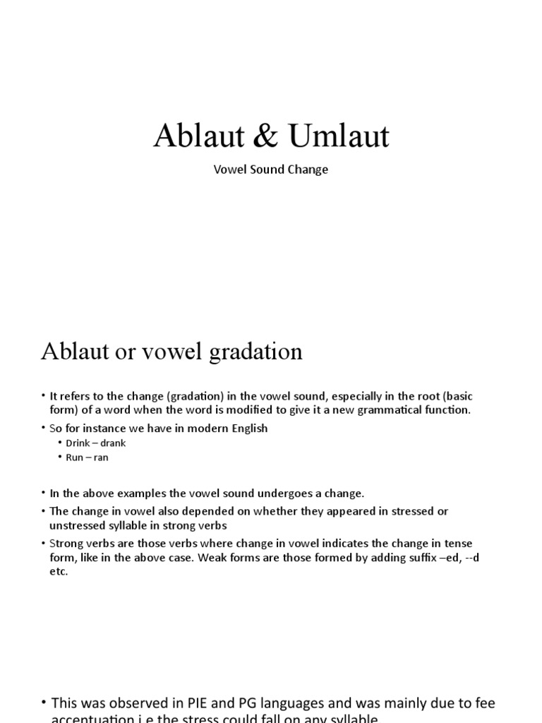Ablaut & Umlaut: Vowel Sound Change | PDF
