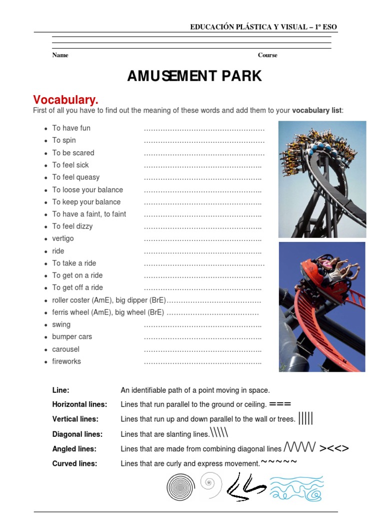Amusement Park Vocabulary Worksheet | PDF | Foreign Language Studies ...
