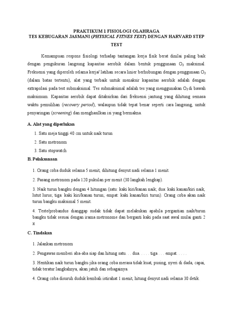 Laporan Harvard Step Test | PDF