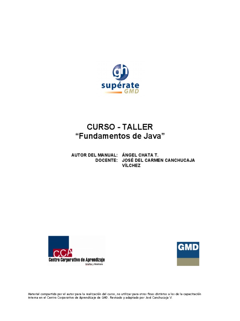Fundamentos de Java: Curso Taller | PDF | Java (lenguaje de programación) | máquina virtual de Java