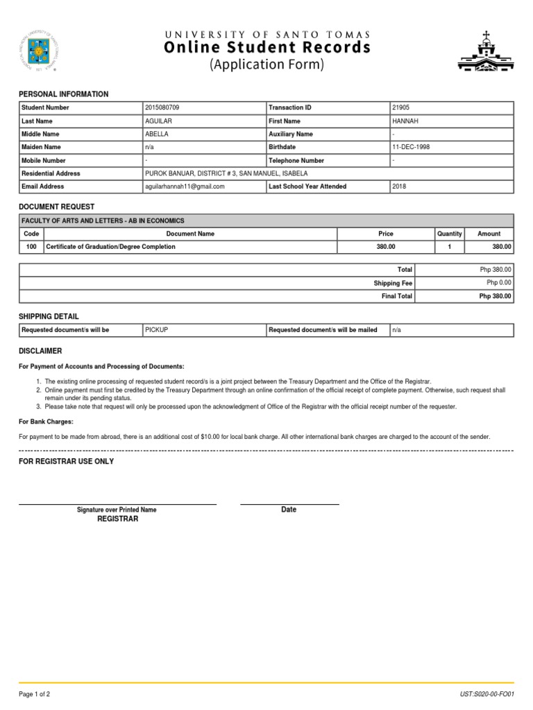 Ust Osra PDF | PDF | Receipt | Payments