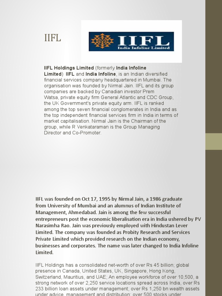 IIFL Holdings Limited (Formerly India Infoline Limited) IIFL and India ...