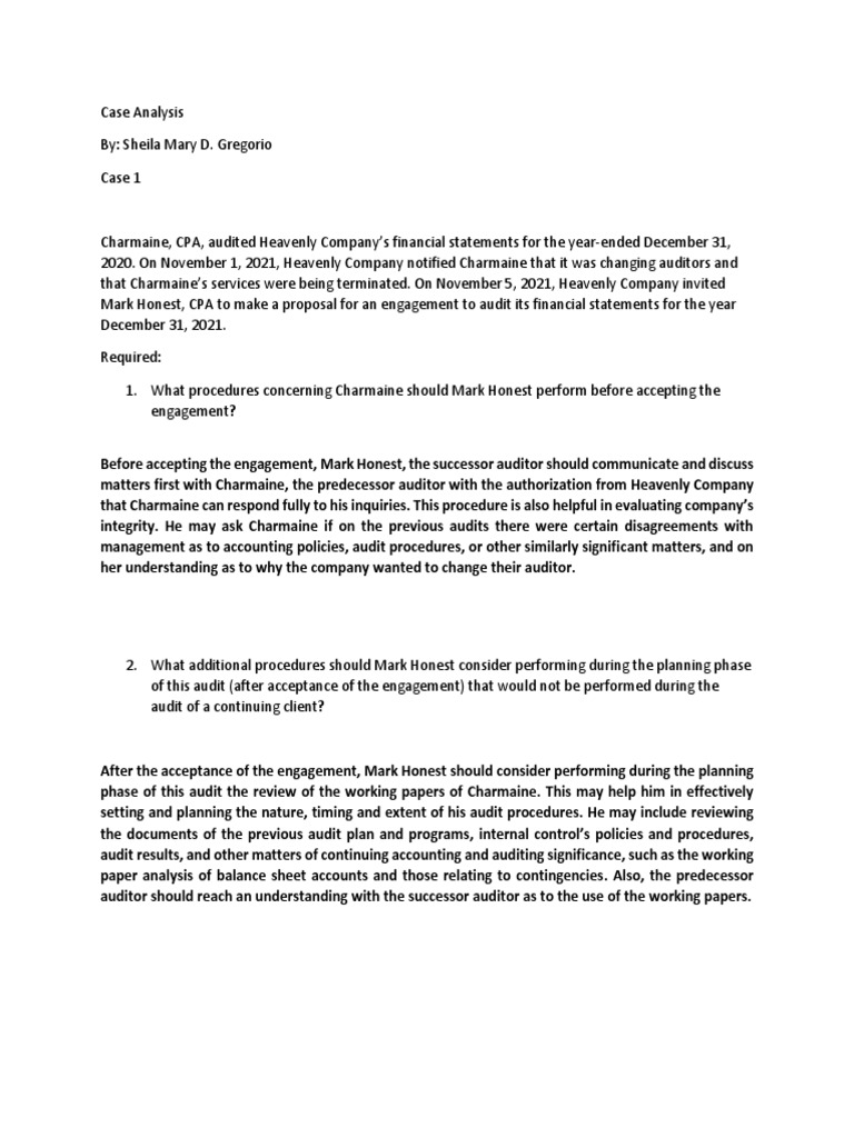 Audit Theory Case Analysis | PDF | Audit | Financial Statement