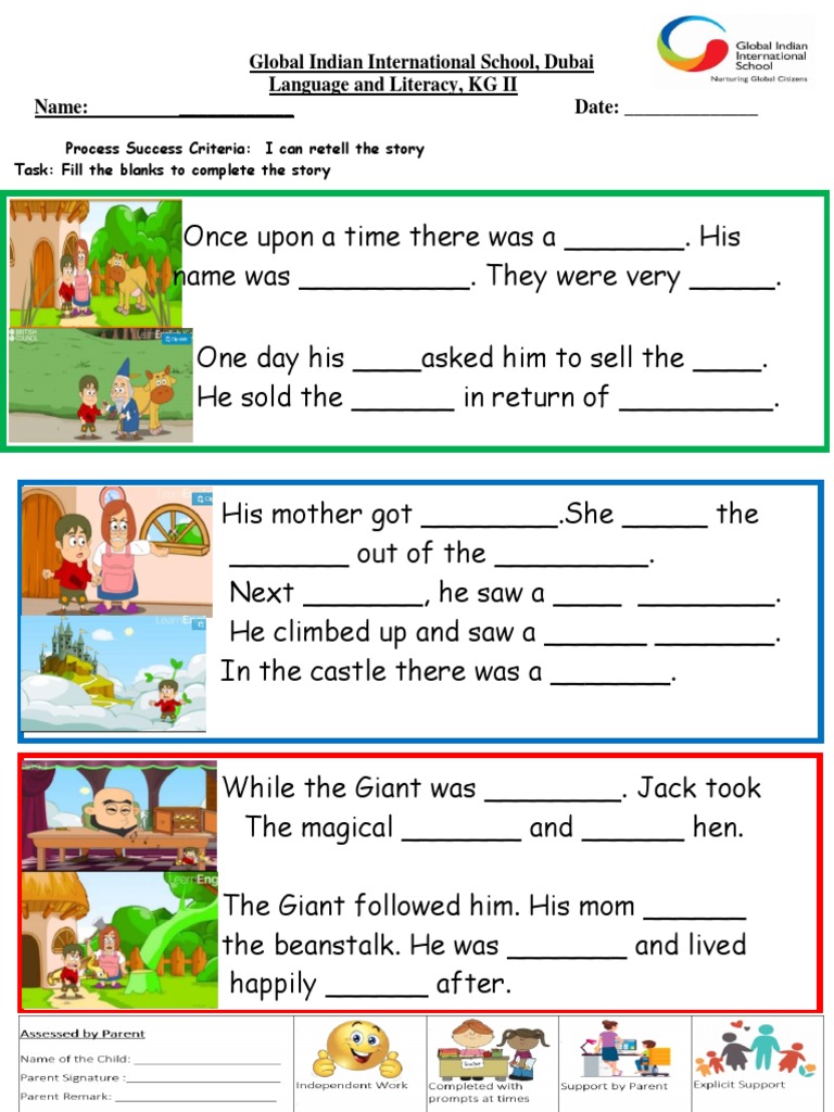 KG II Story Completion Activity | PDF