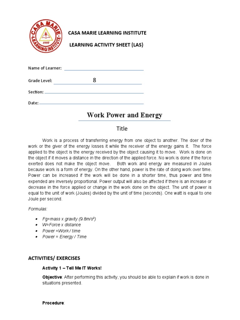 Grade 8 Activity Sheet Week 3 Science | PDF | Weight | Force