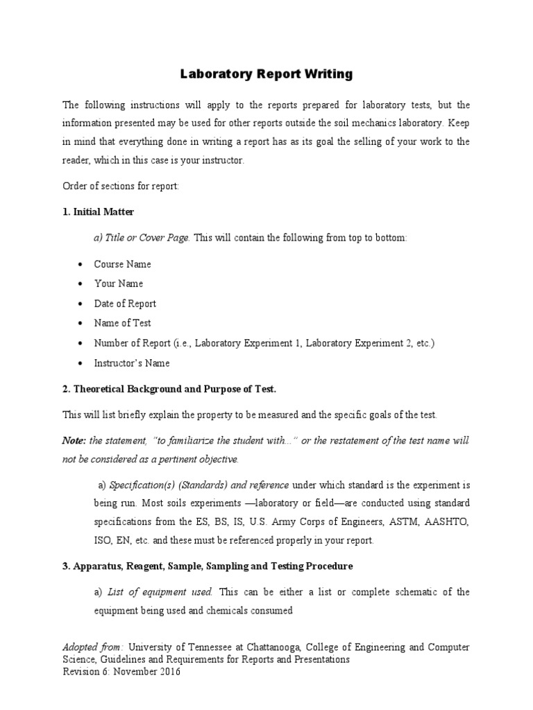 Laboratory Report Writing: 1. Initial Matter | PDF | Experiment ...