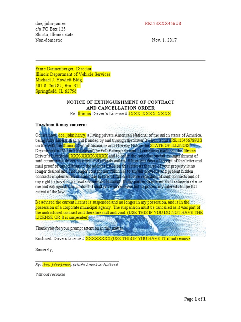 Drivers License Cancellation-Template | PDF