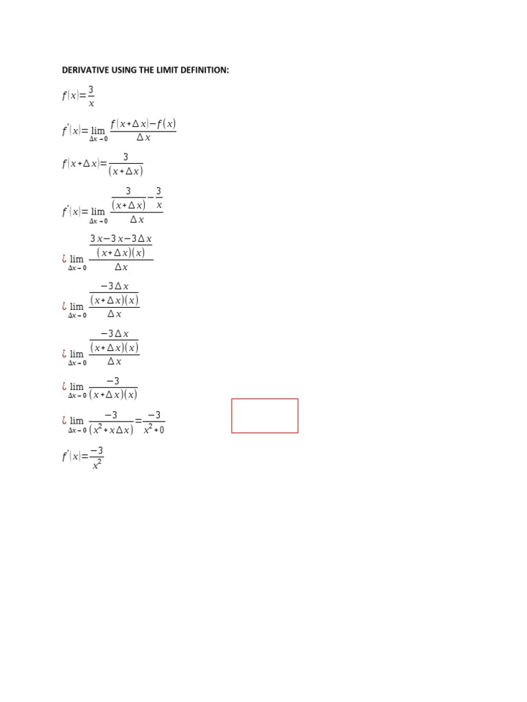 Derivative Using The Limit Definition | PDF