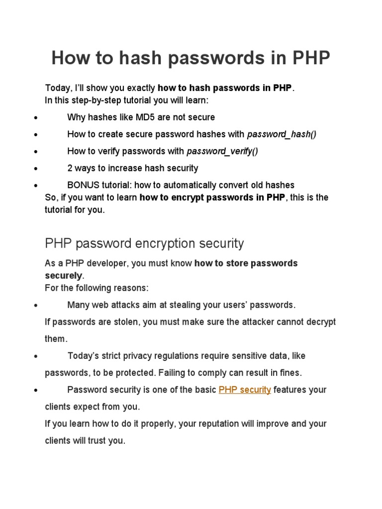 PHP Password Encryption Security | PDF | Password | Security Engineering