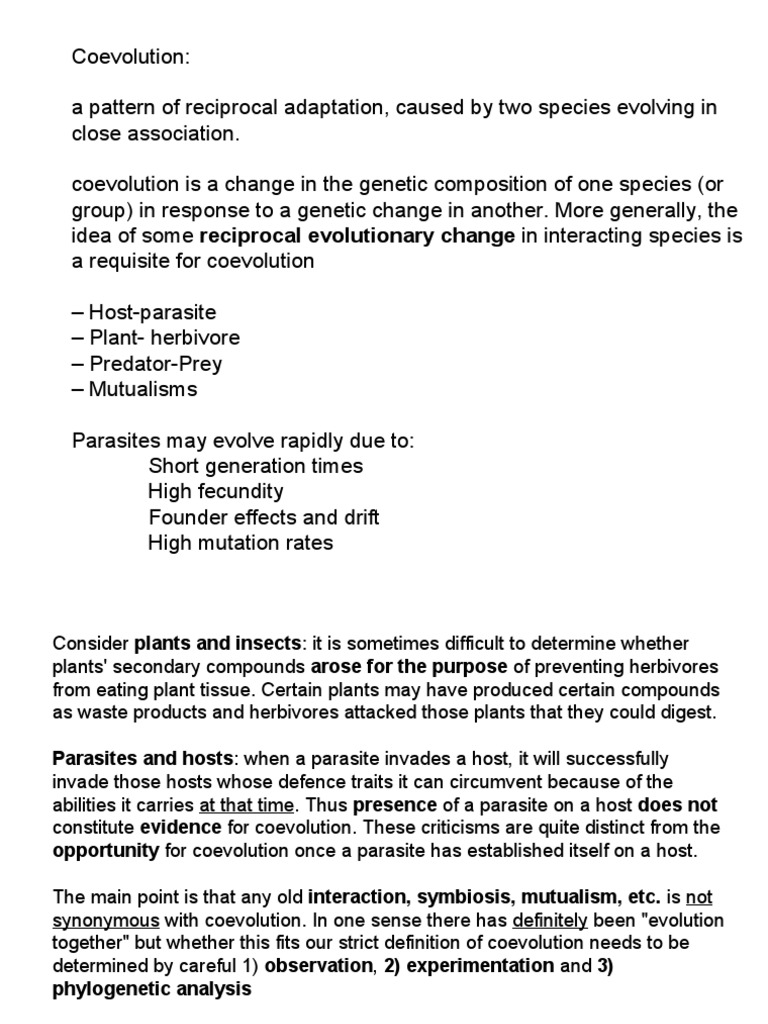 Co-Evolution of Parasites and Hosts | PDF | Parasitism | Evolution