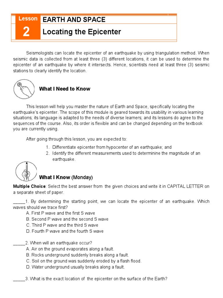 Locating The Epicenter: Earth and Space | PDF | Earthquakes | Seismology