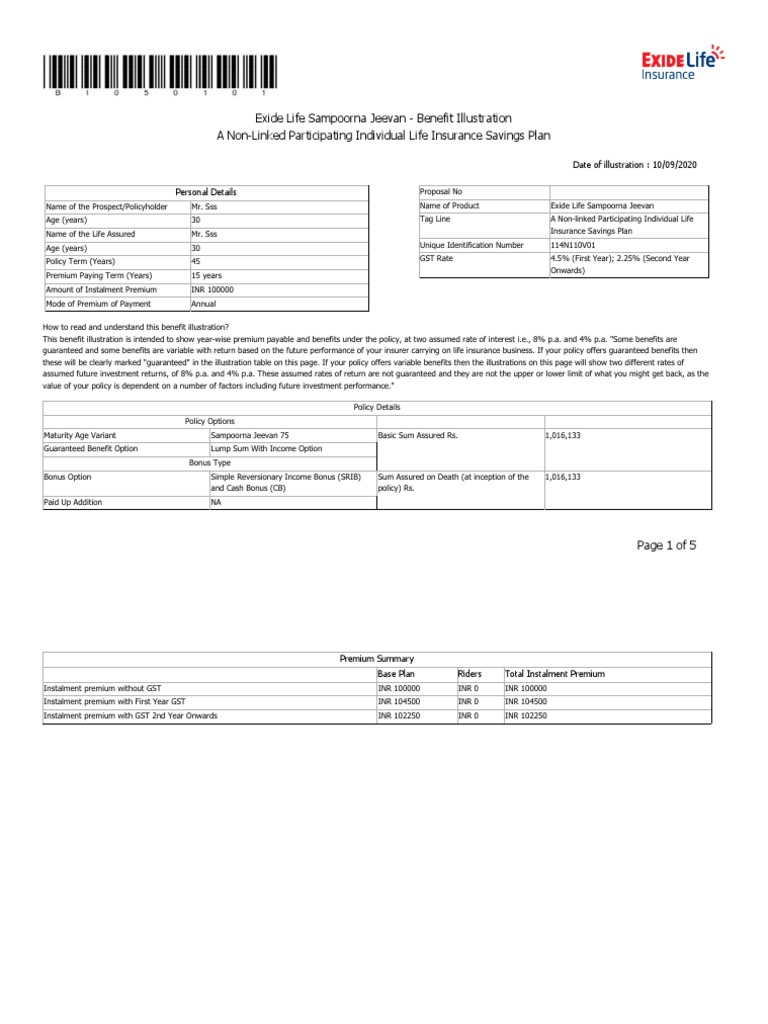 Exide Life Sampoorna Jeevan1599746534637 PDF | PDF | Life Insurance ...