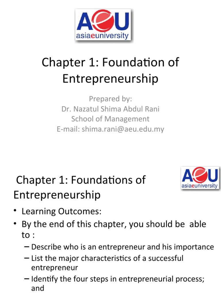 Chapter 1: Foundation of Entrepreneurship | PDF | Entrepreneurship ...