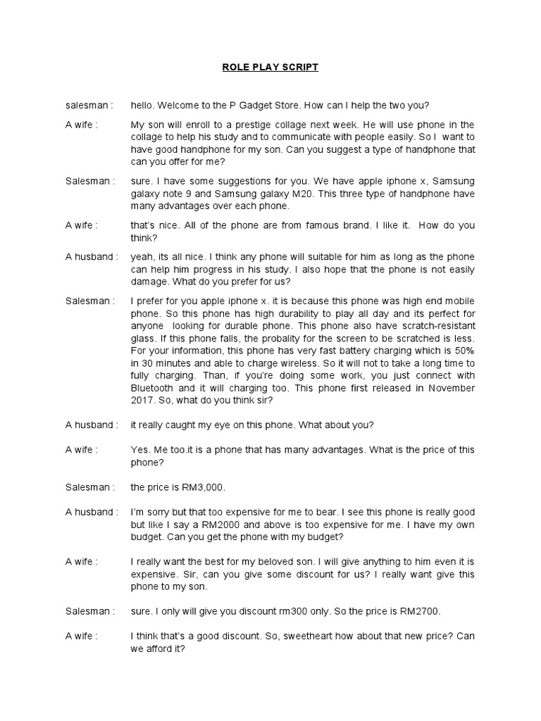 Role Play Script | Download Free PDF | Mobile Phones | I Phone