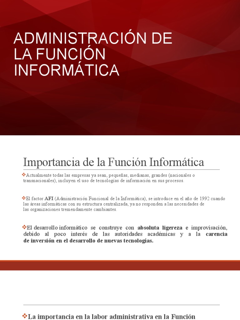 Importancia de La Función Informática | PDF