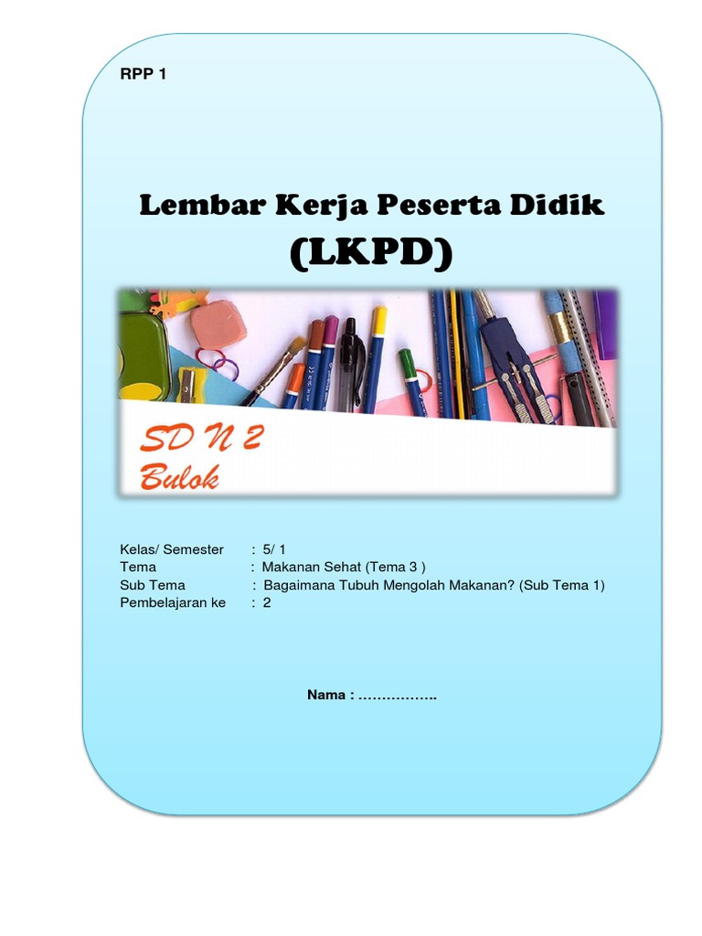 Contoh LKPD KLAS 5 - Oke PDF | PDF | Kesehatan Holistik