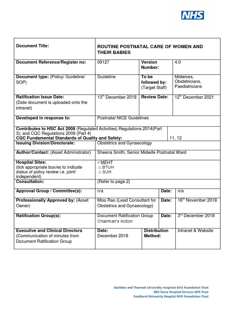 Routine Postnatal Care 4.0 | PDF | Midwifery | Postpartum Period