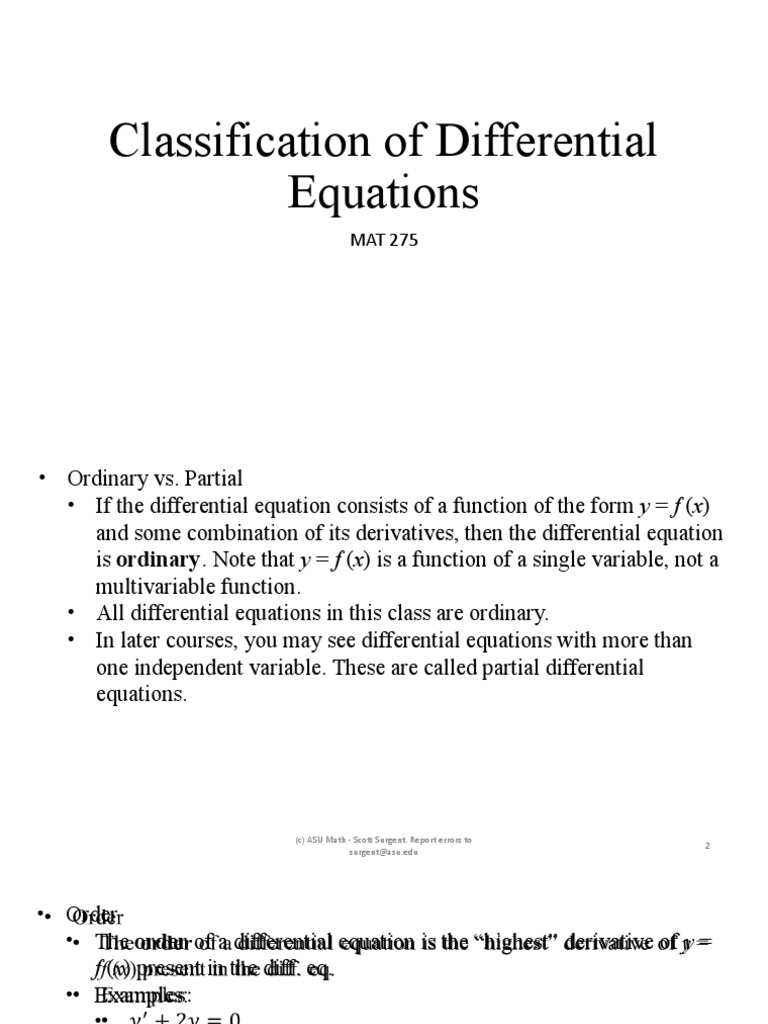 Classification of Differential Equations | Download Free PDF ...