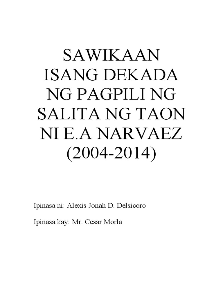 Sawikaan Written Report | PDF