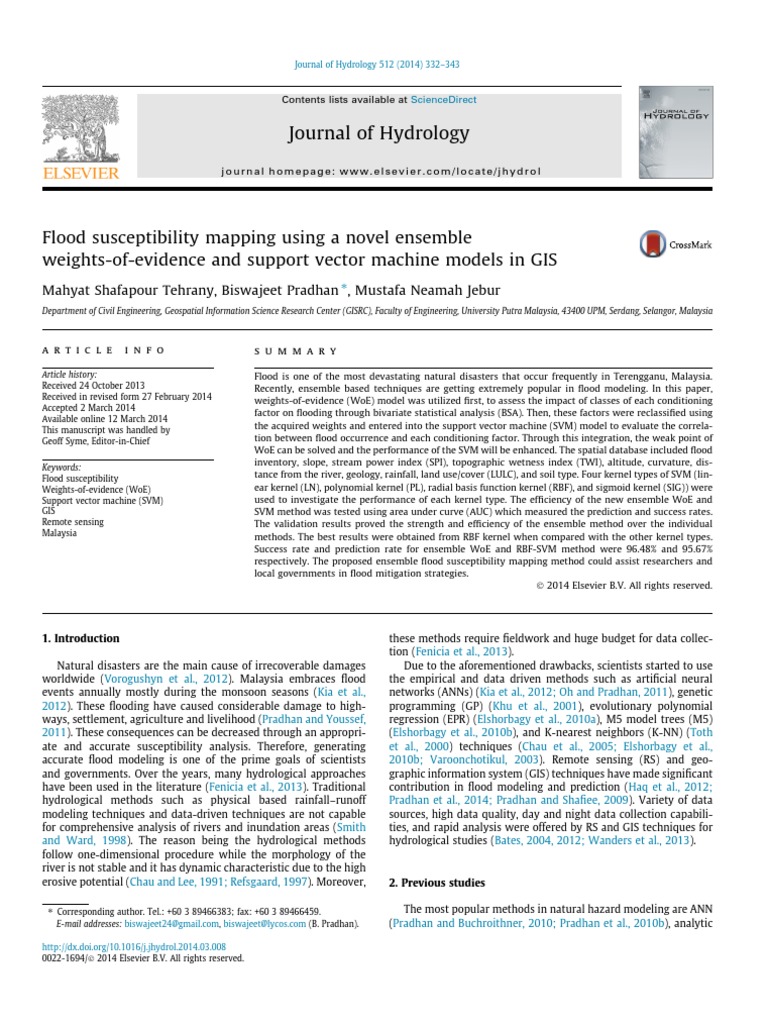 Flood Susceptibility Mapping Using A Novel Ensemble Weights-Of-Evidence and Support Vector ...