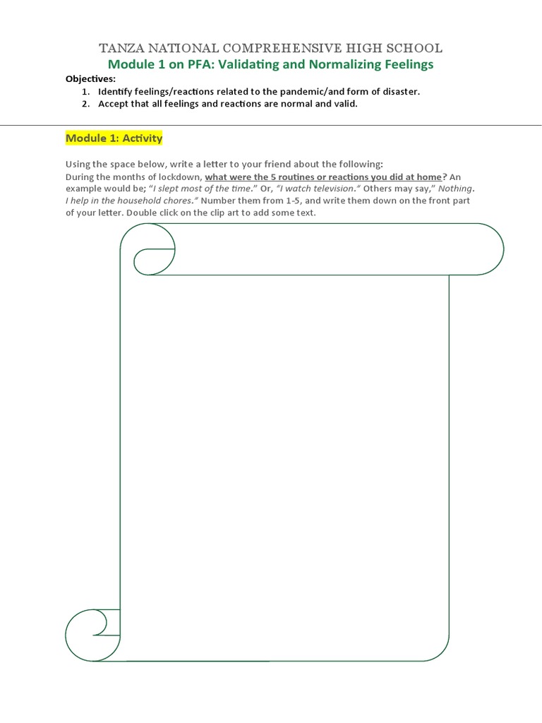 PFA Module Activity Sheets | PDF | Psychological Concepts | Psychology